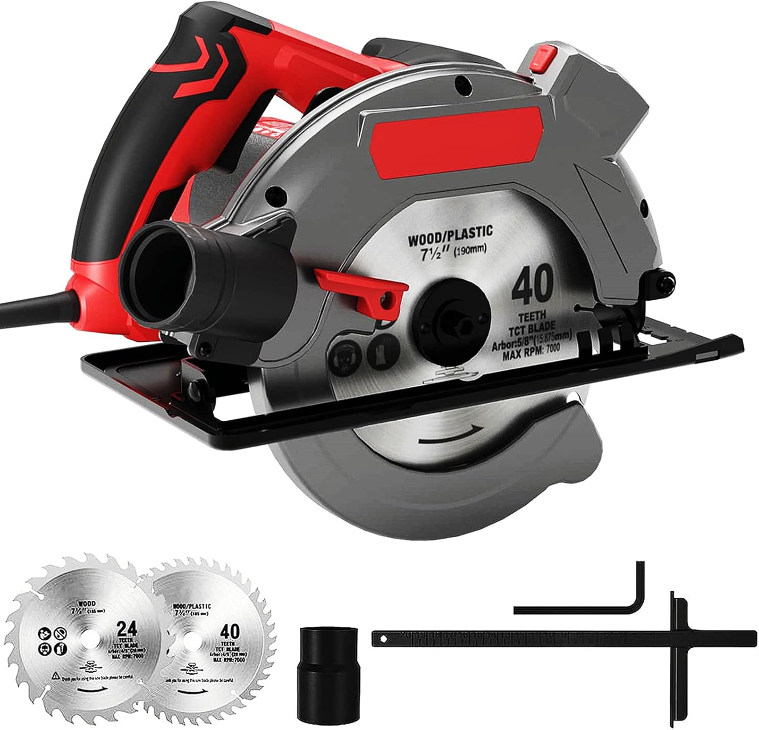 Scie circulaire électrique avec guide laser, 5000 tr/min, 1500 W, scie ...