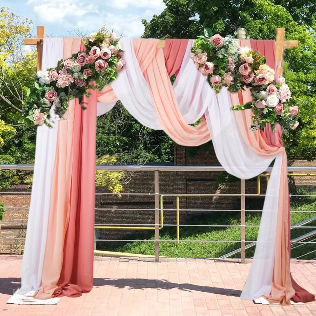 Amazon.com: 3 Panels Dusty Rose Wedding Arch Drapery 20Ft Chiffon ...