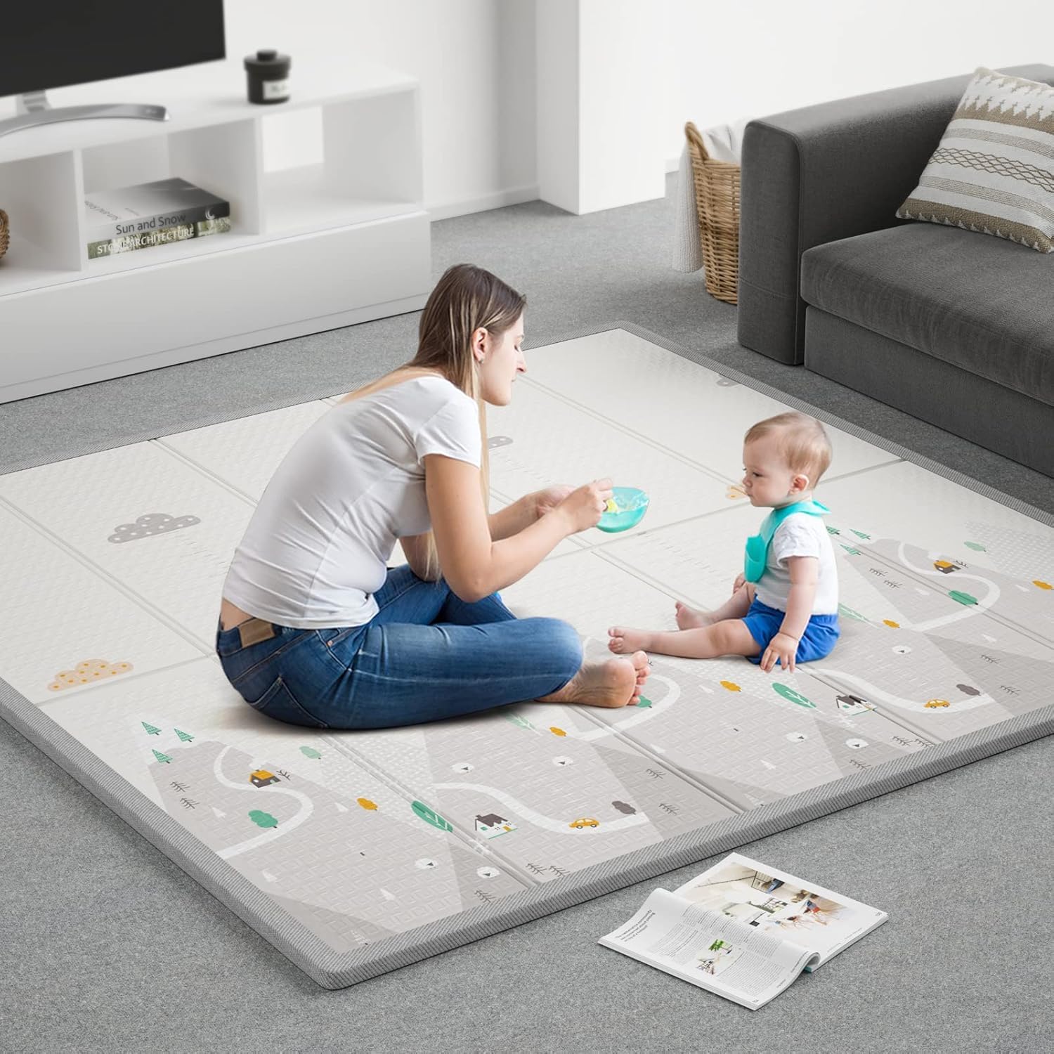 WAMBORY Baby Play Mat, 193 * 176 CM Baby Crawling Mat, Large Foldable ...