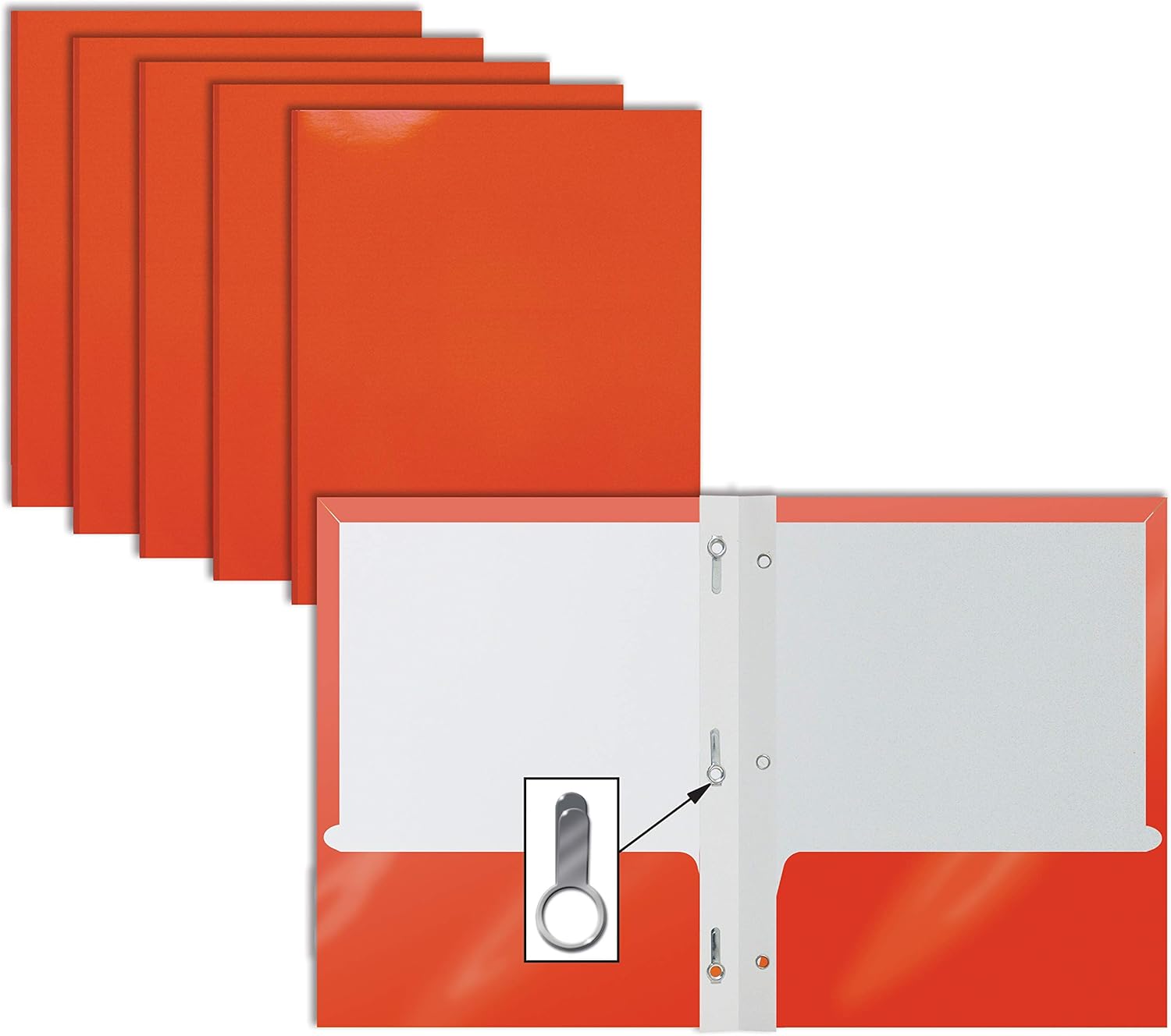 Amazon.com : Better Office Products 2 Pocket Glossy Orange Paper ...