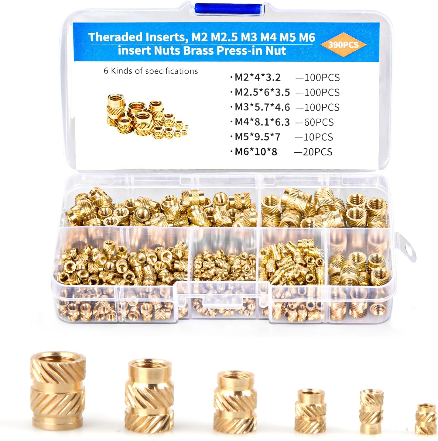 beihuazi® 330Stk Gewindeeinsatz Einpressmutter M2 M3 M4 M5 Innengewinde ...