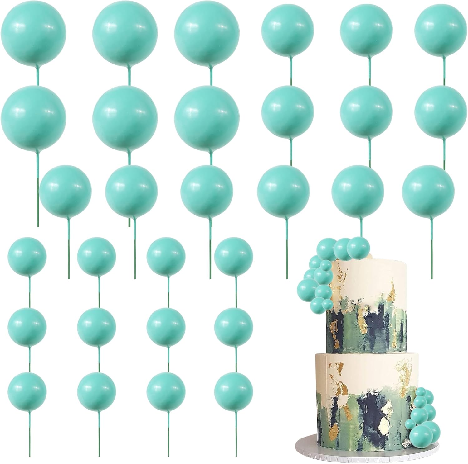 Amazon.com: 24 PCS Ball Cupcake Toppers Balls Cake Toppes Foam Balls ...