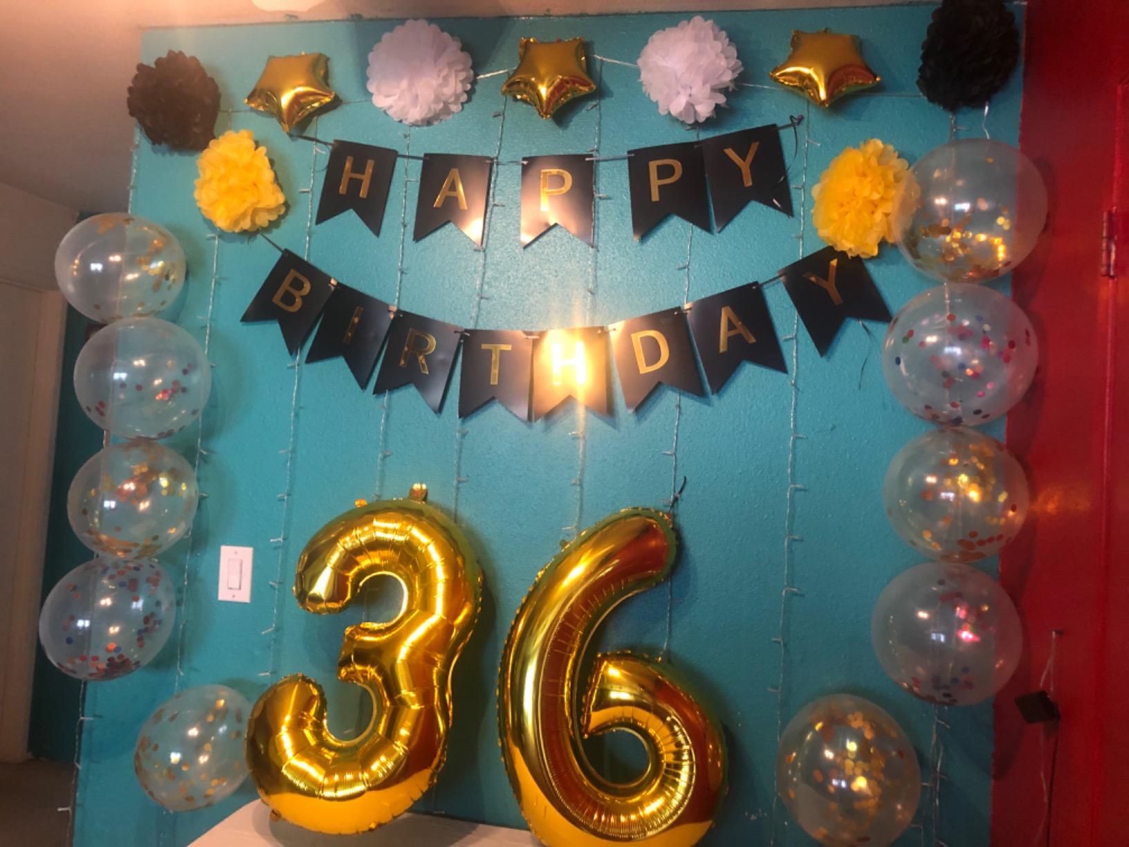 Amazon.com: yujiaonly 36 Birthday Decorations Ballons Happy Birthday ...