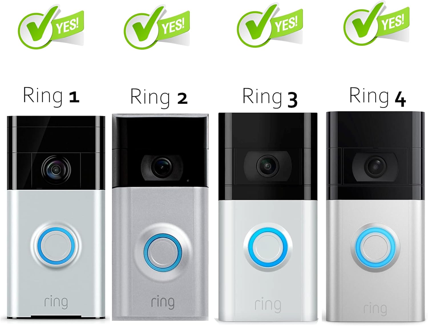 Wall Plate Compatible With RingDoorbell 1/2/3/4 2nd Gen & 3 Plus Matt ...