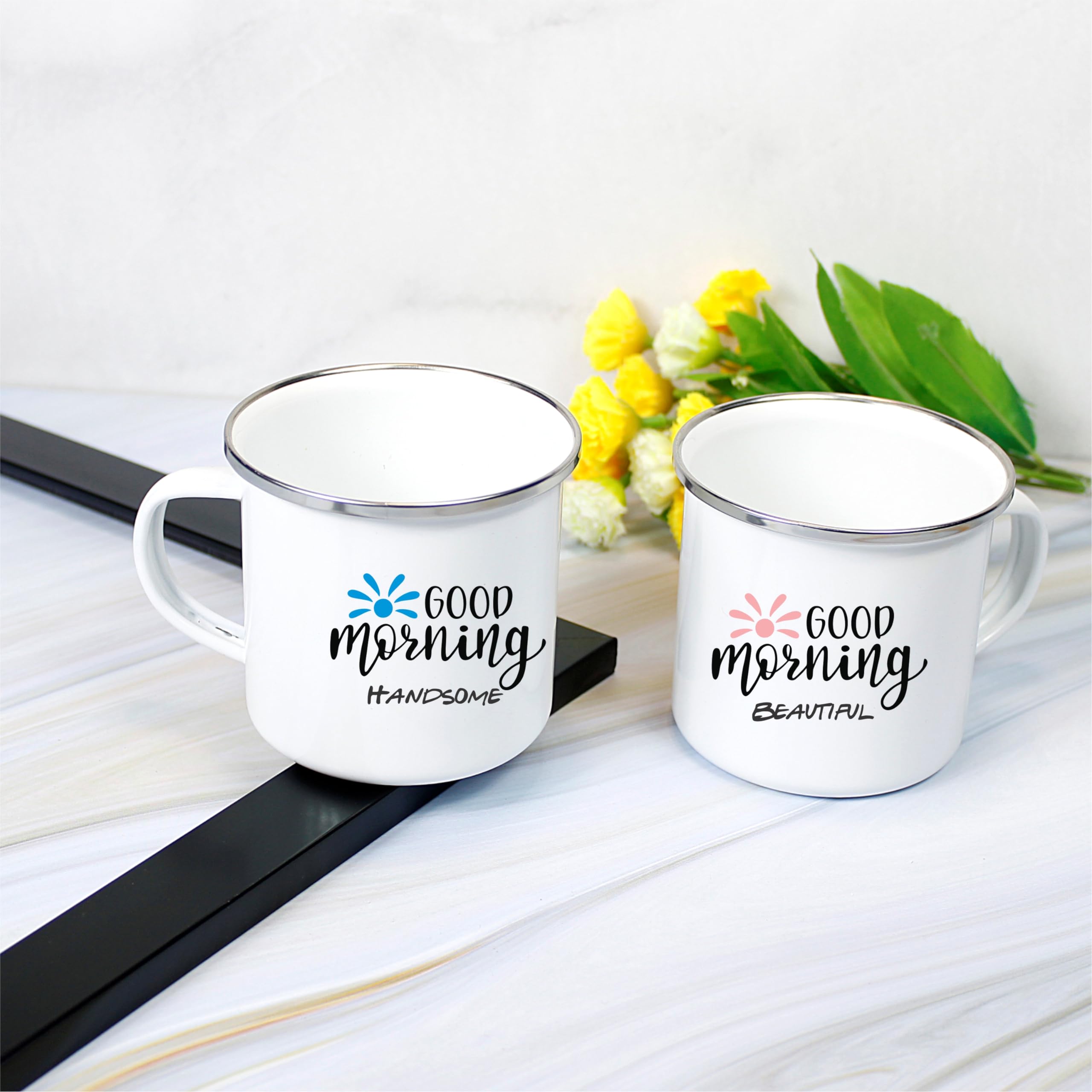 Buy SMIZE Steel Enamel Mug Set - Good Morning Printed Combo | Outdoor ...