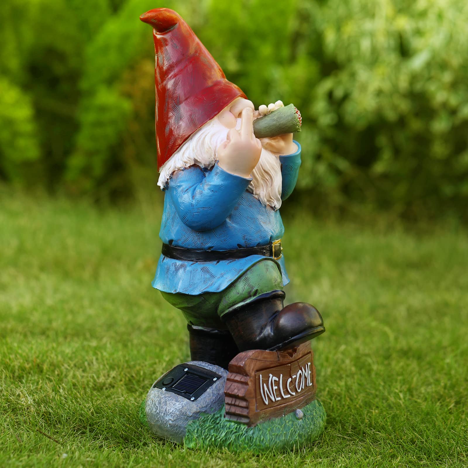 Resin Gnomes Garden Decor, 13.5" Tall Solar Large Inappropriate Funny ...