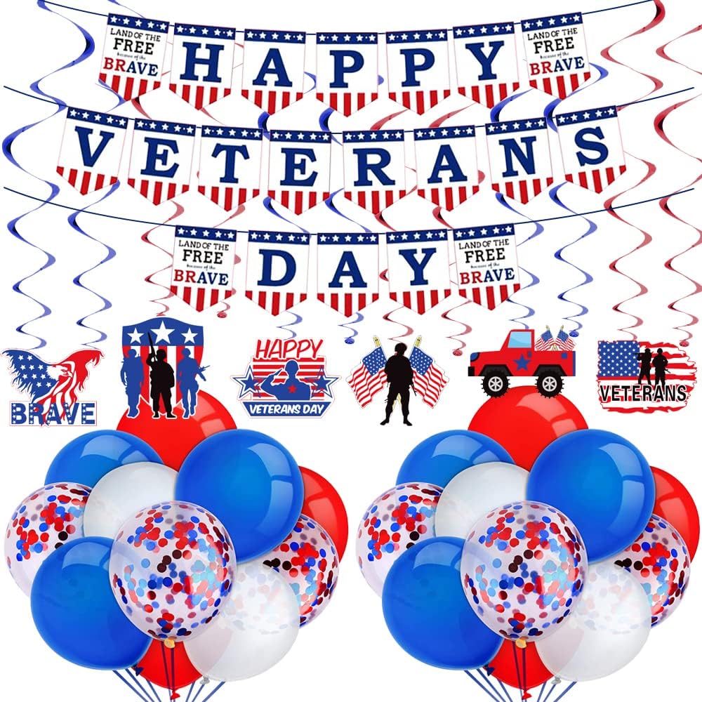 Amazon.com: Happy Veterans Day Party Decorations,Include Veterans ...