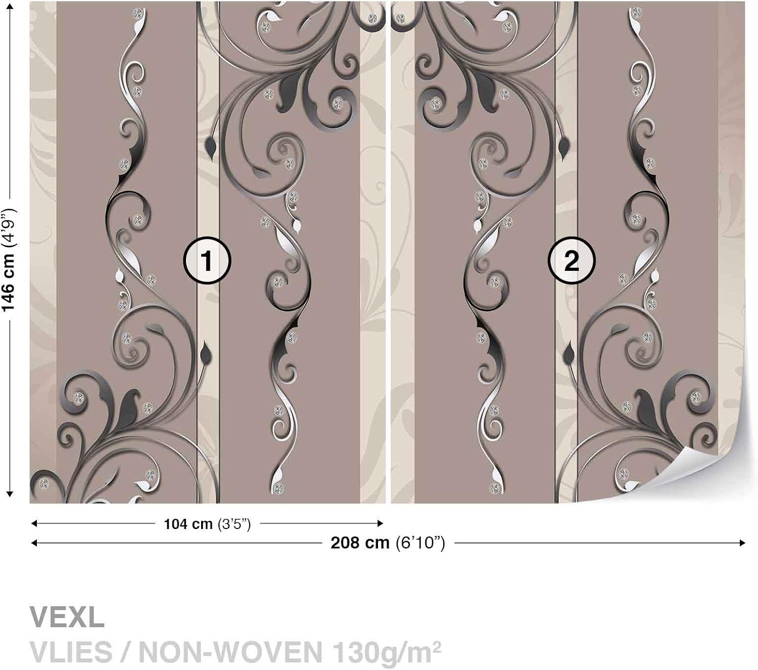 Swirl Pattern Wall Mural Photo Wallpaper Room Décor (2955WS) - Amazon.com