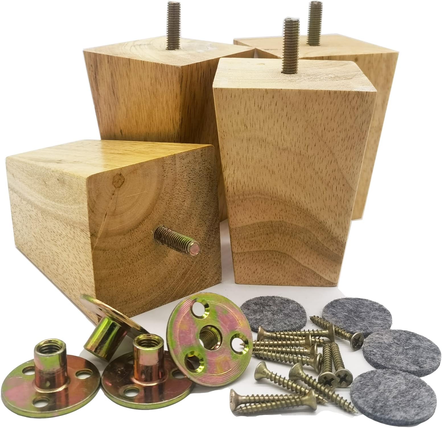 uxcell Furniture Legs, 2 Inch(50mm) Set of 4 Square Solid Wood Couch ...