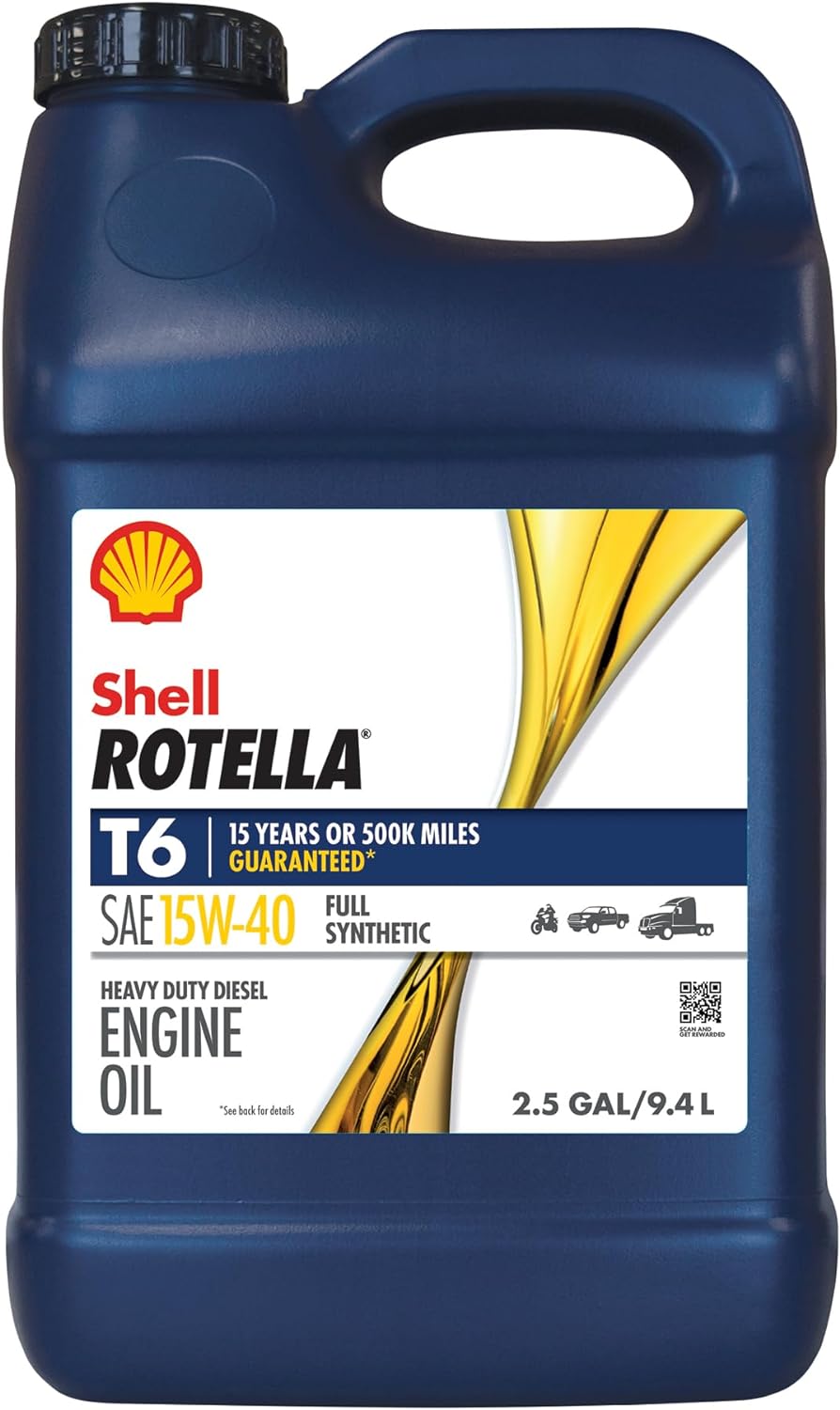 Amazon.com: Shell Rotella T6 Full Synthetic 15W-40 Diesel Engine Oil (2 ...