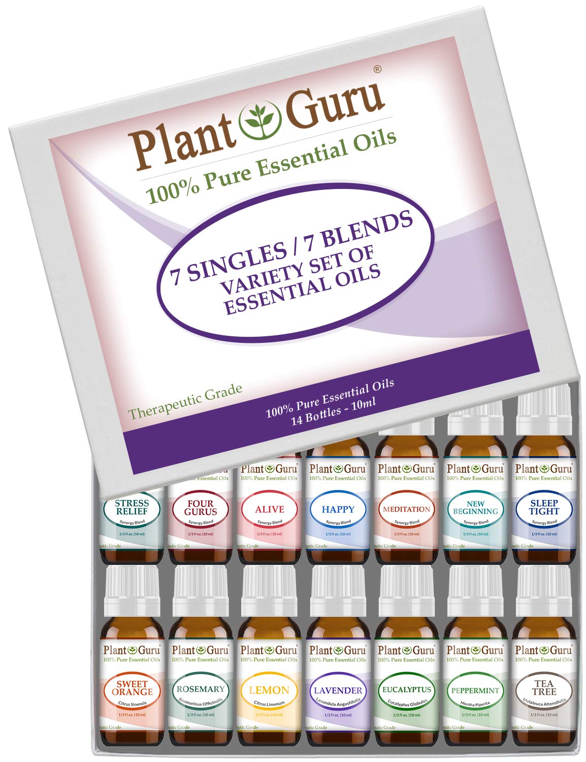 Amazon.com: Essential Oil Set 7 Singles & 7 Blends 10 ml - 100% Pure ...