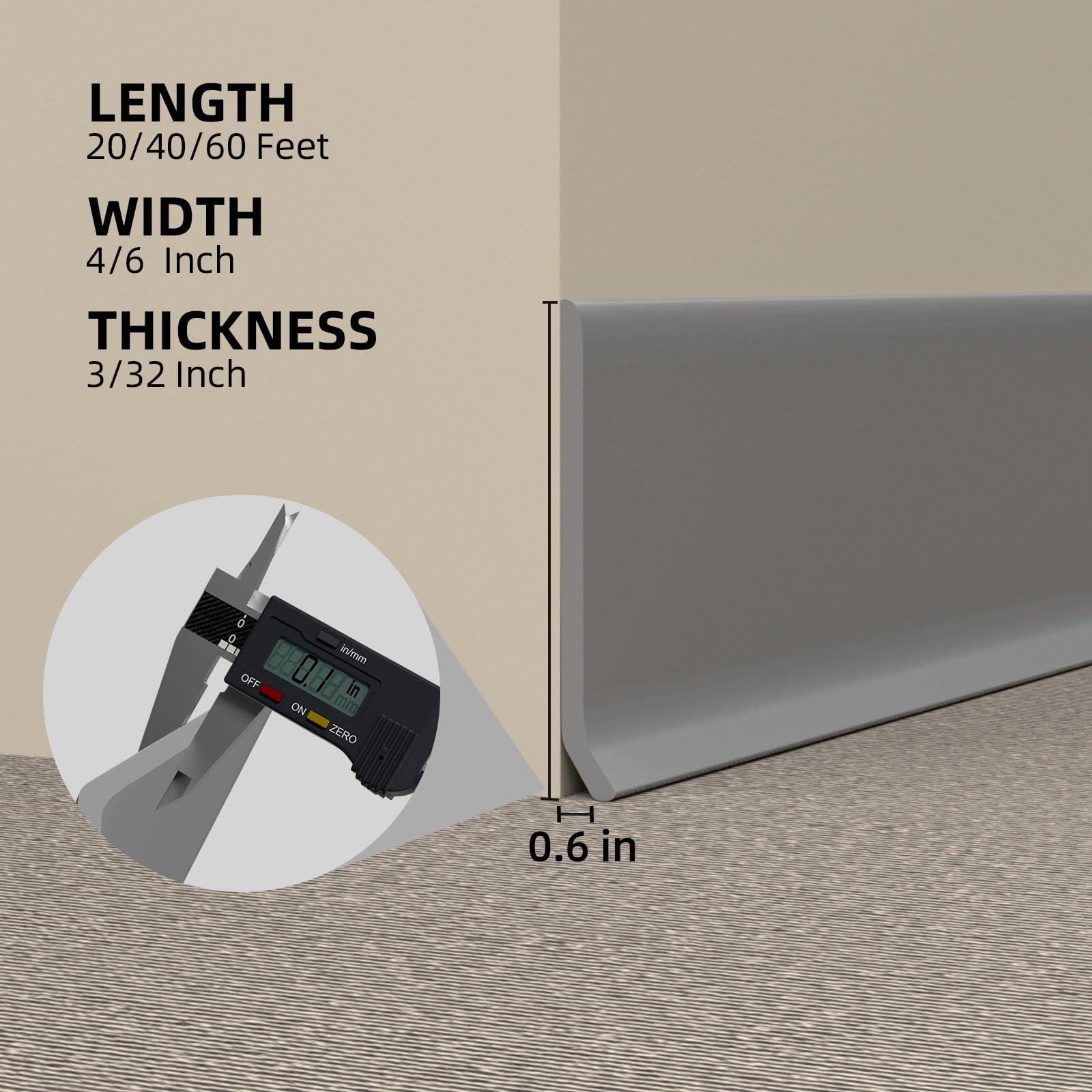 Snapklik.com : Flexible Baseboard Molding Trim, 6 Inch Self-Adhesive ...