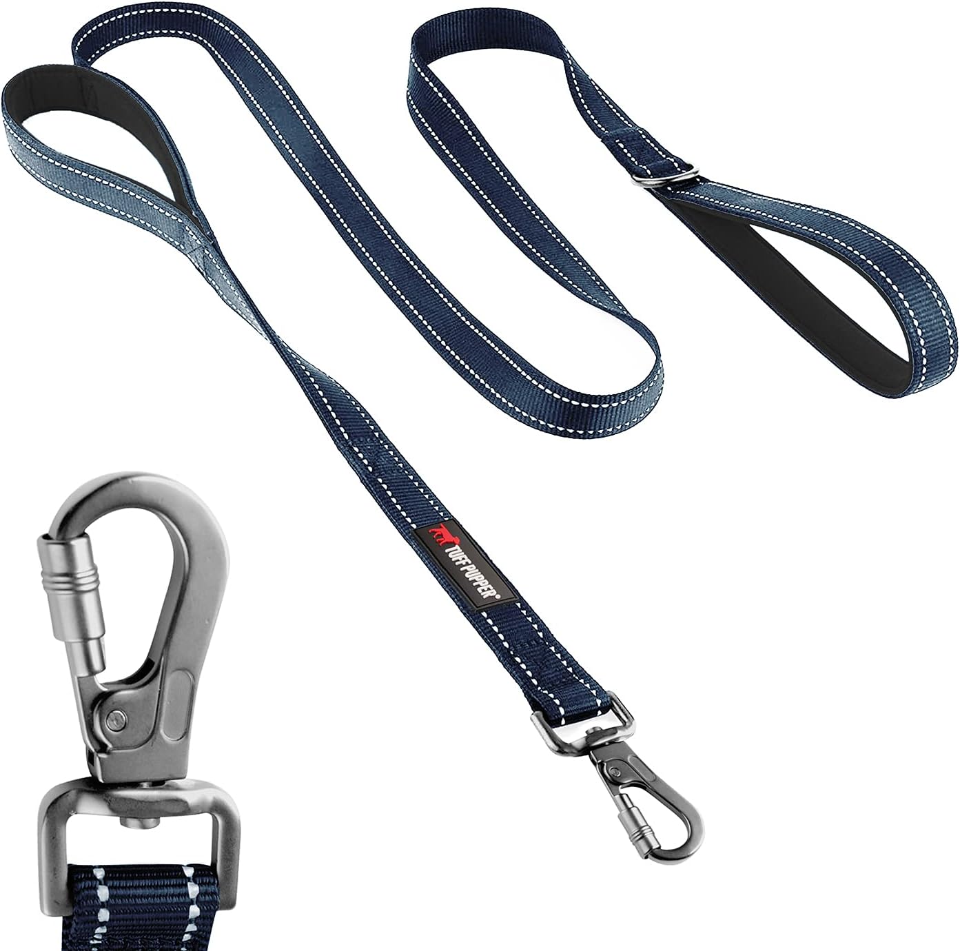 Amazon.com : Tuff Pupper Heavy Duty Double Handle Leash | Twist Locking ...