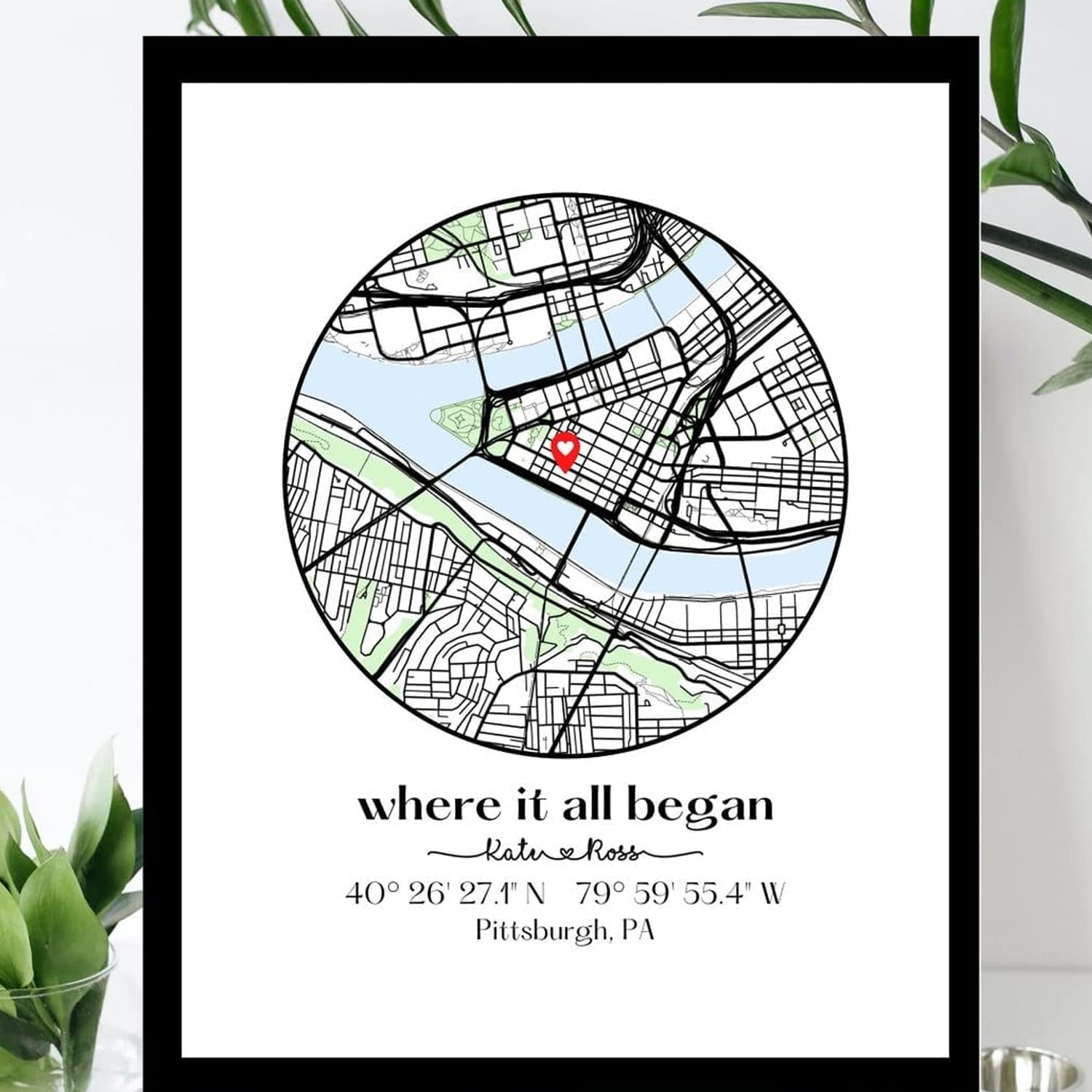 Where We Met Map Where It All Began Couple Map | Desertcart GB