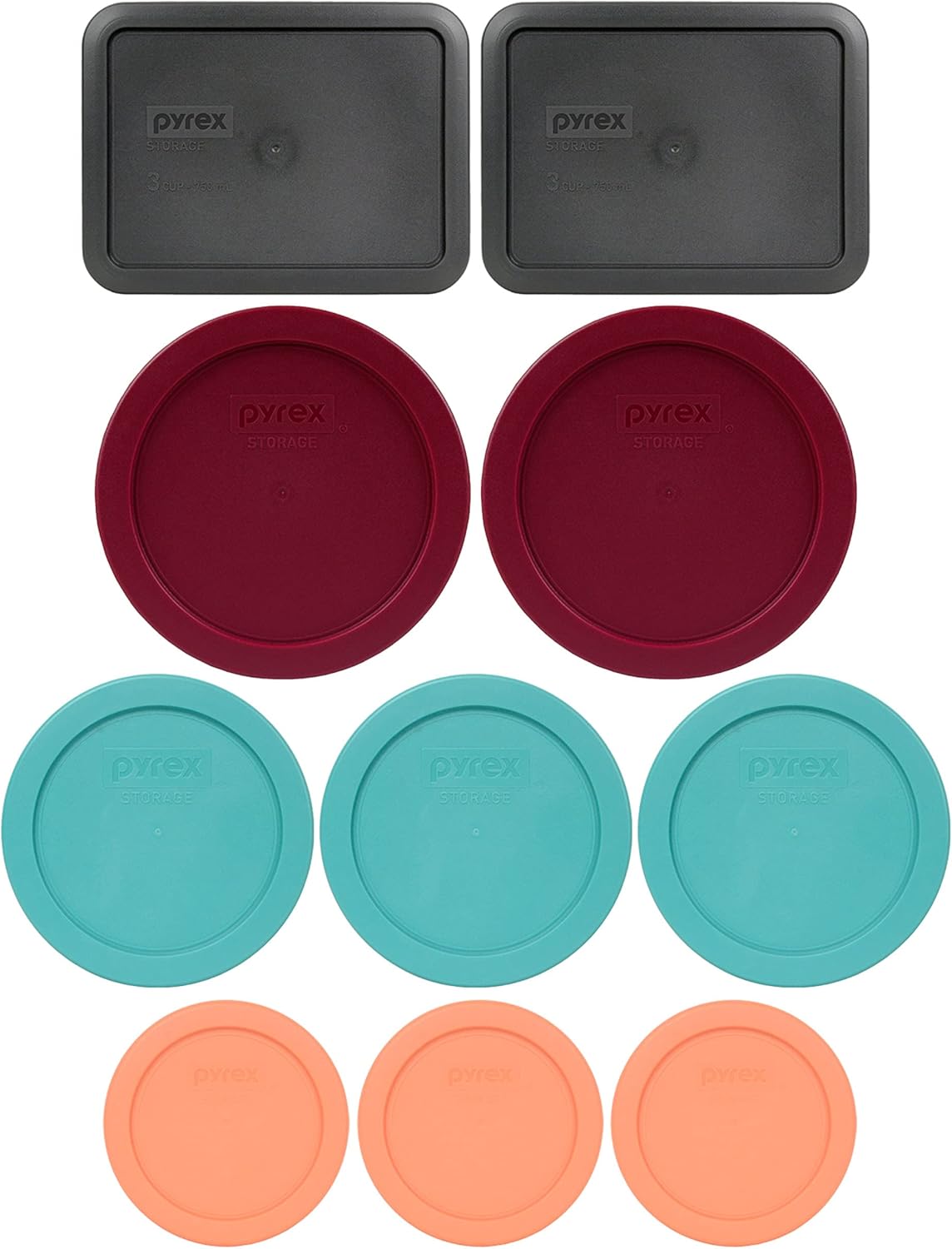 Amazon.com: Pyrex (3) 7202-PC Bahama Sunset Lids & (3) 7200-PC ...