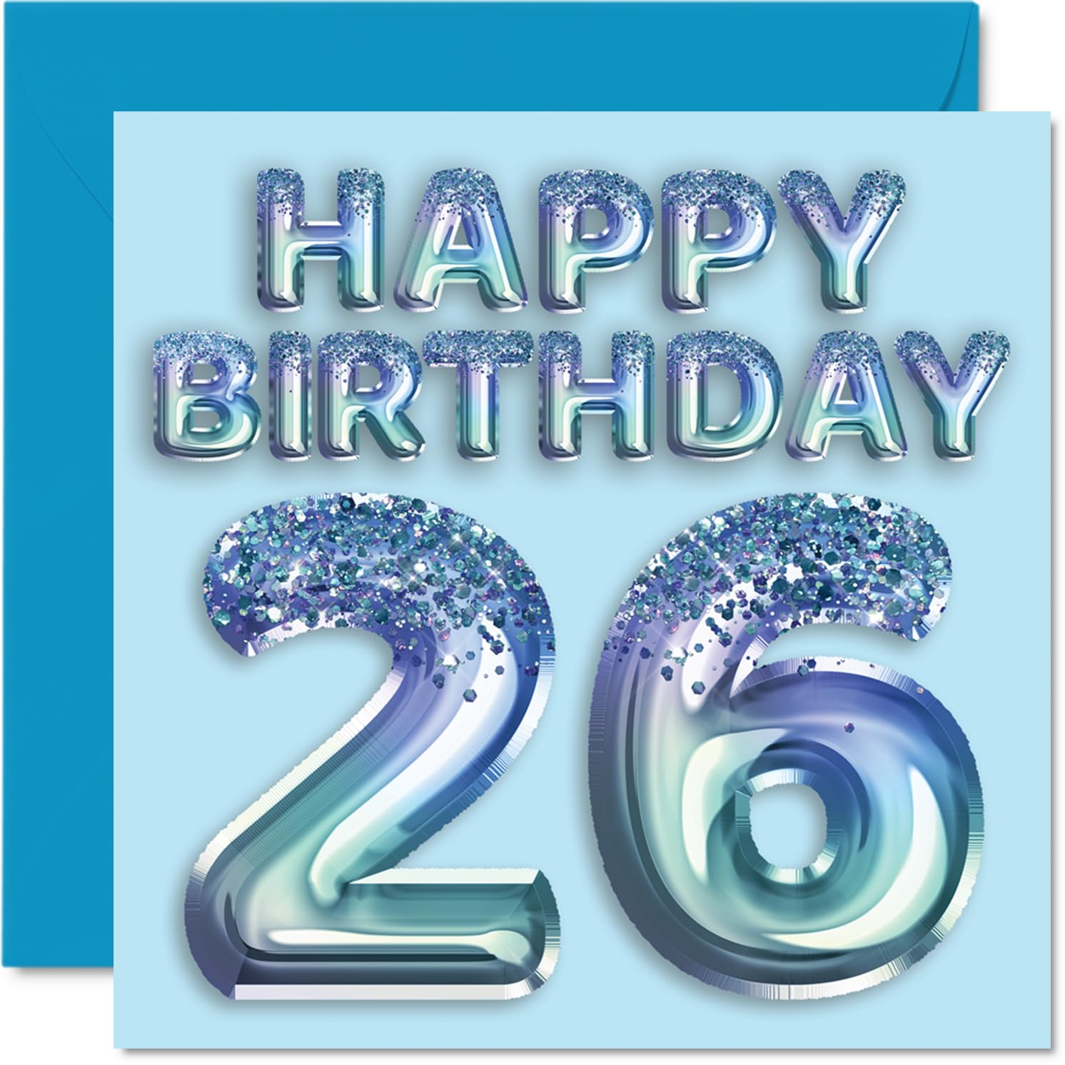 Amazon.com : Stuff4 26th Birthday Card for Men - Blue Glitter Party ...