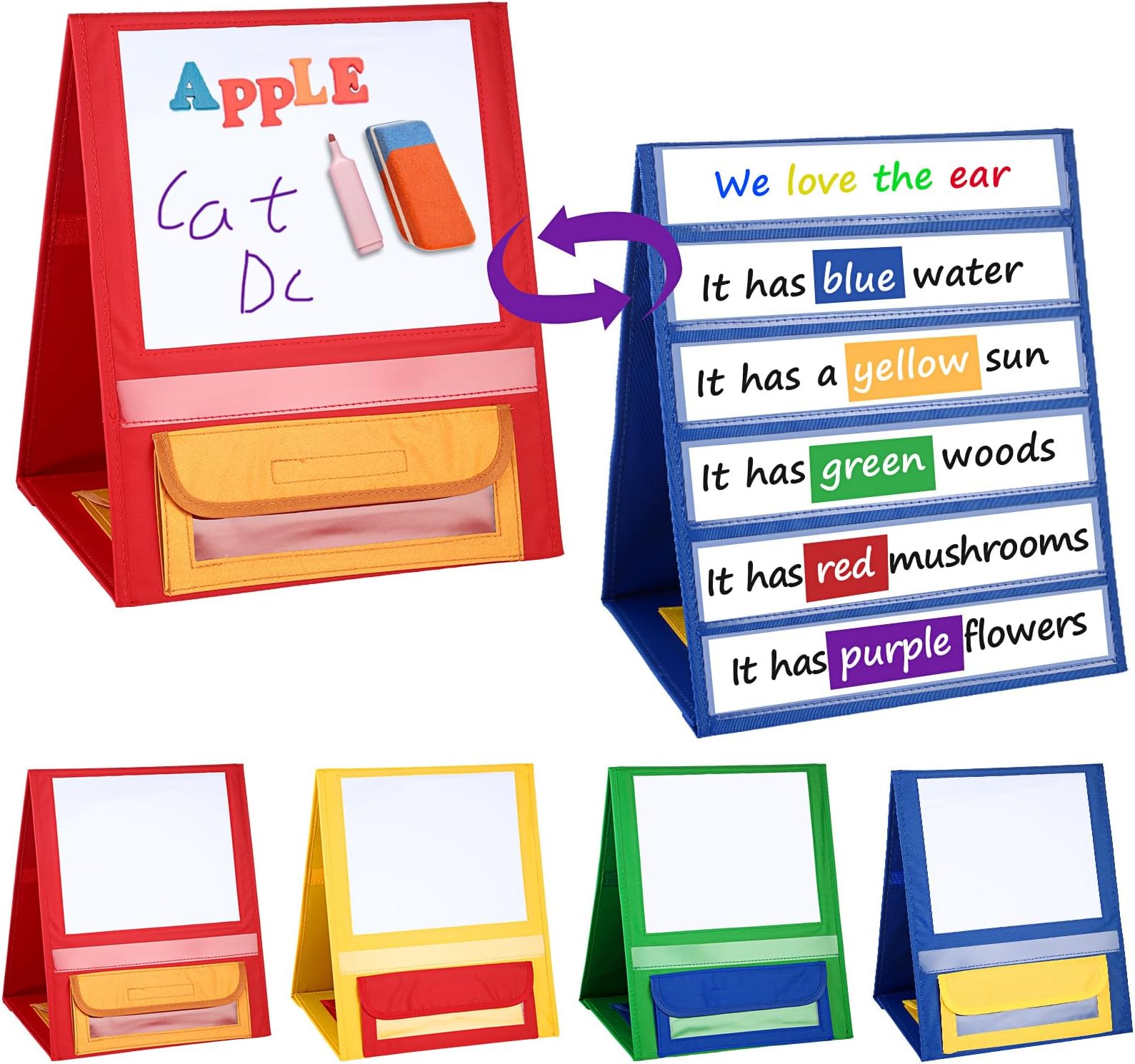 Amazon.com: Godery Magnetic Desktop Tabletop Pocket Chart Stand, Double ...