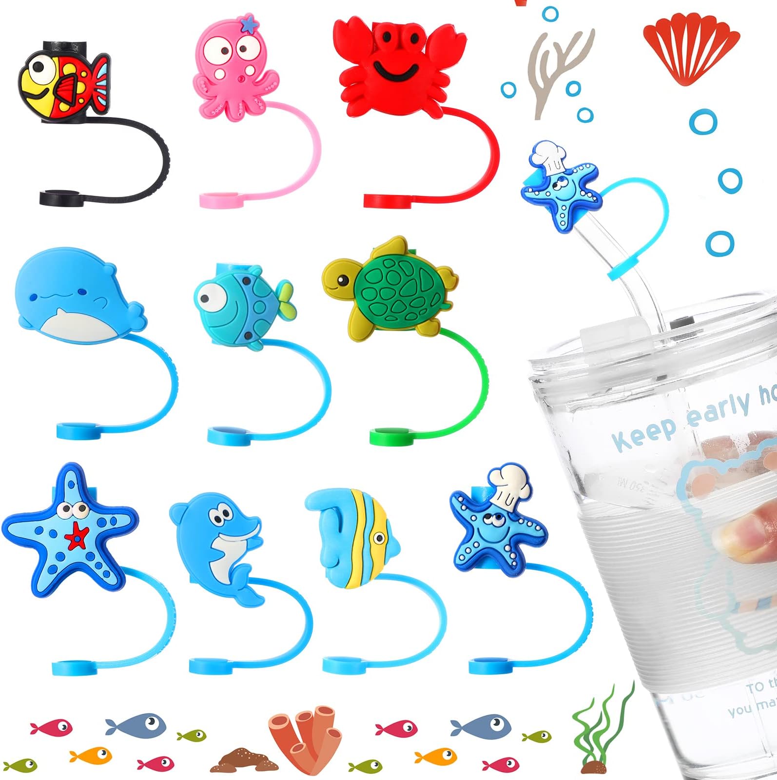 Amazon.com: 16 Pieces Reusable Drinking Straw Tips Lids Anti-dust ...