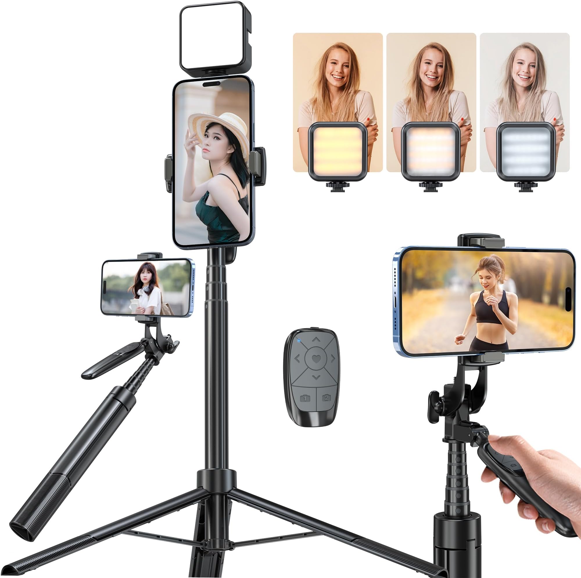 Amazon.com: Pixel Phone Tripod Selfie Stick Video Pixel 62" for iPhone ...
