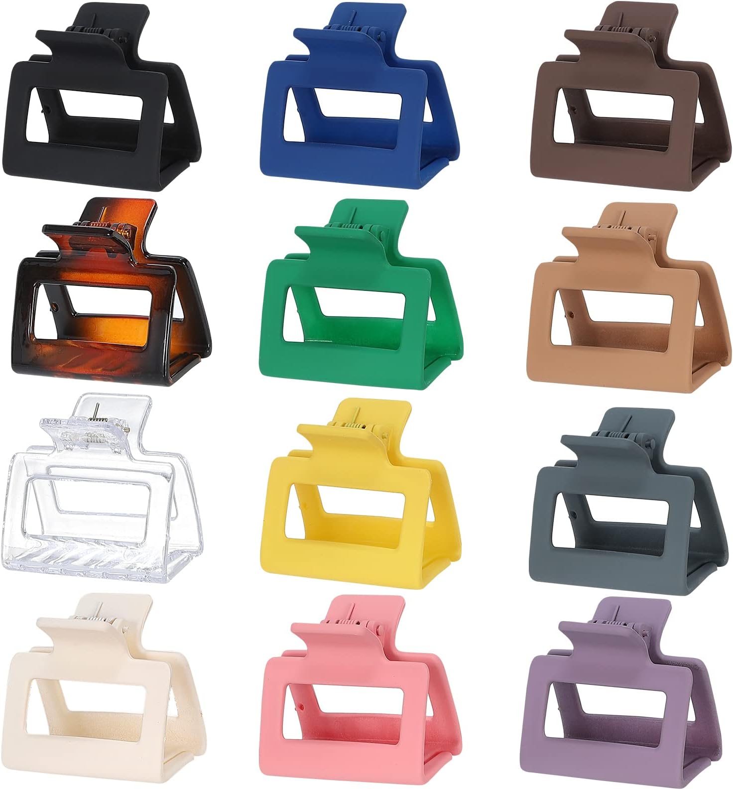Amazon.com: Sisiaipu 3.5 Inch Medium Hair Claw Clips 6 Pack Brown Hair ...