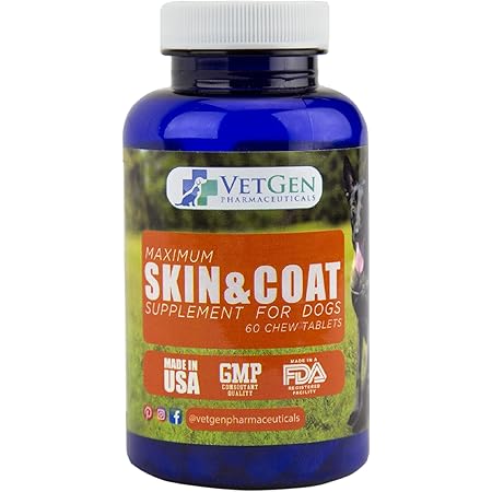 Amazon.com : VetGen Maximum Skin & Coat Supplement | Beef Flavored ...