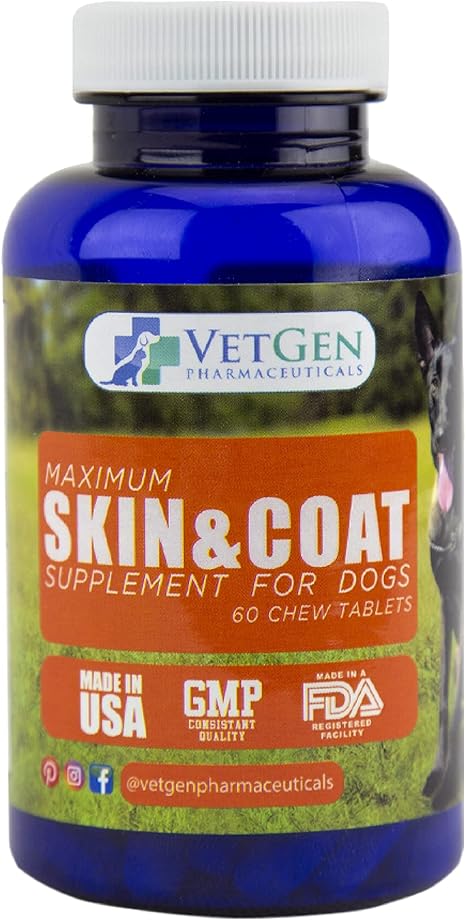 Amazon.com : VetGen Maximum Skin & Coat Supplement | Beef Flavored ...