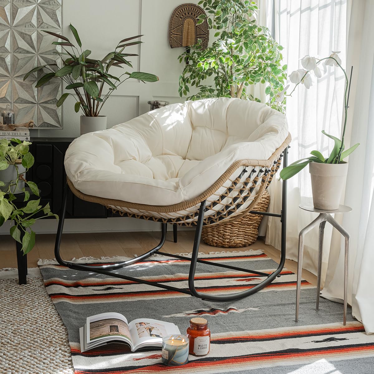 Snapklik.com : Barton Oversized Rocking Chair, Patio Wicker Papasan Egg ...