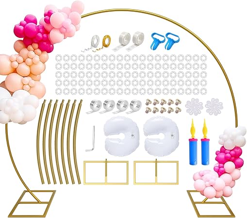Amazon.com: Kusamue Balloon Arch Stand Kit, 7.9ft (2.4m) Metal Round ...