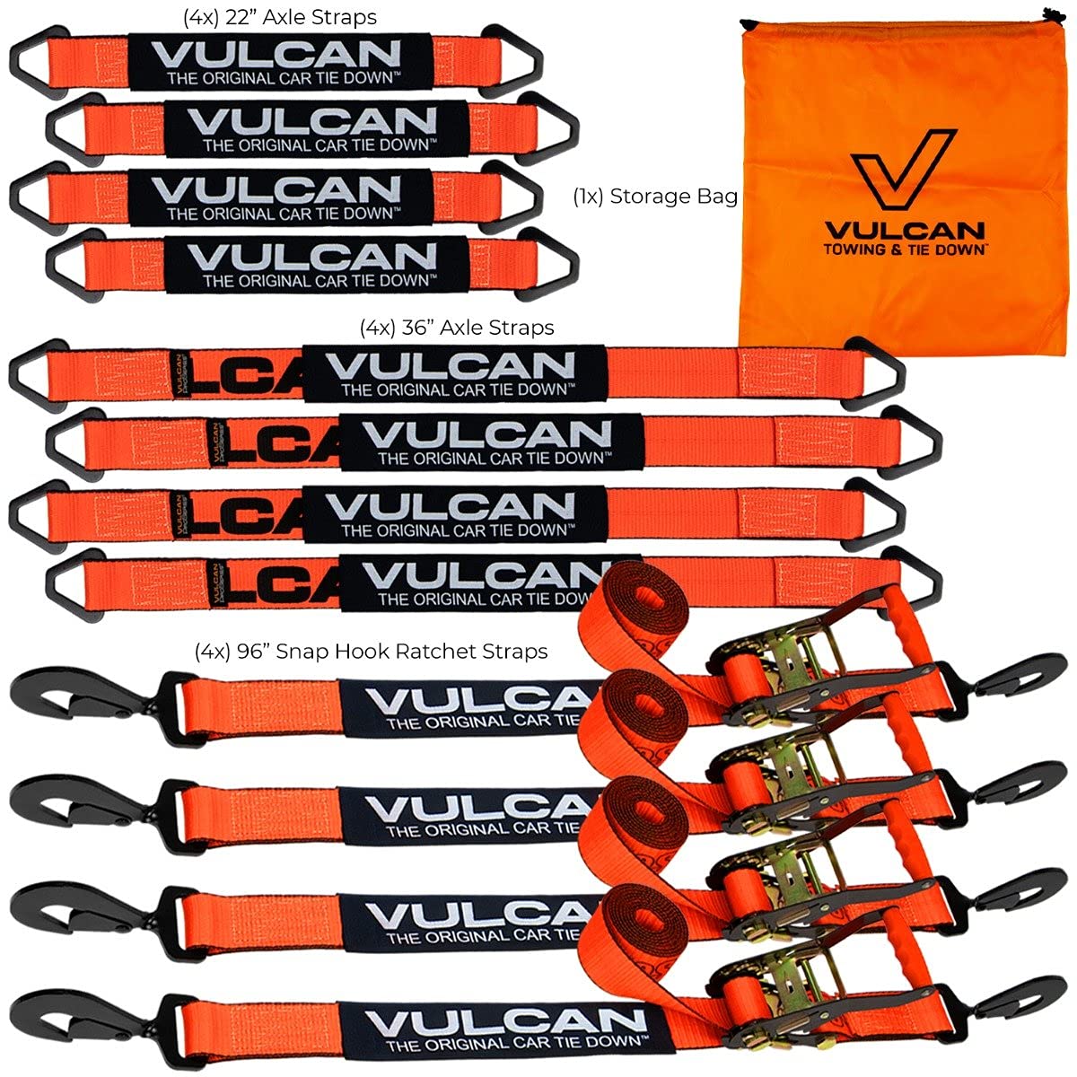 Buy VULCAN Complete Axle Strap Tie Down Kit with Snap Hook Ratchet ...