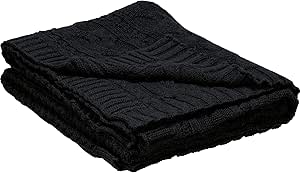 Amazon.com: Primitives by Kathy Decorative Cotton Throw Blanket - Cable Knit Black Design 50x60 ...