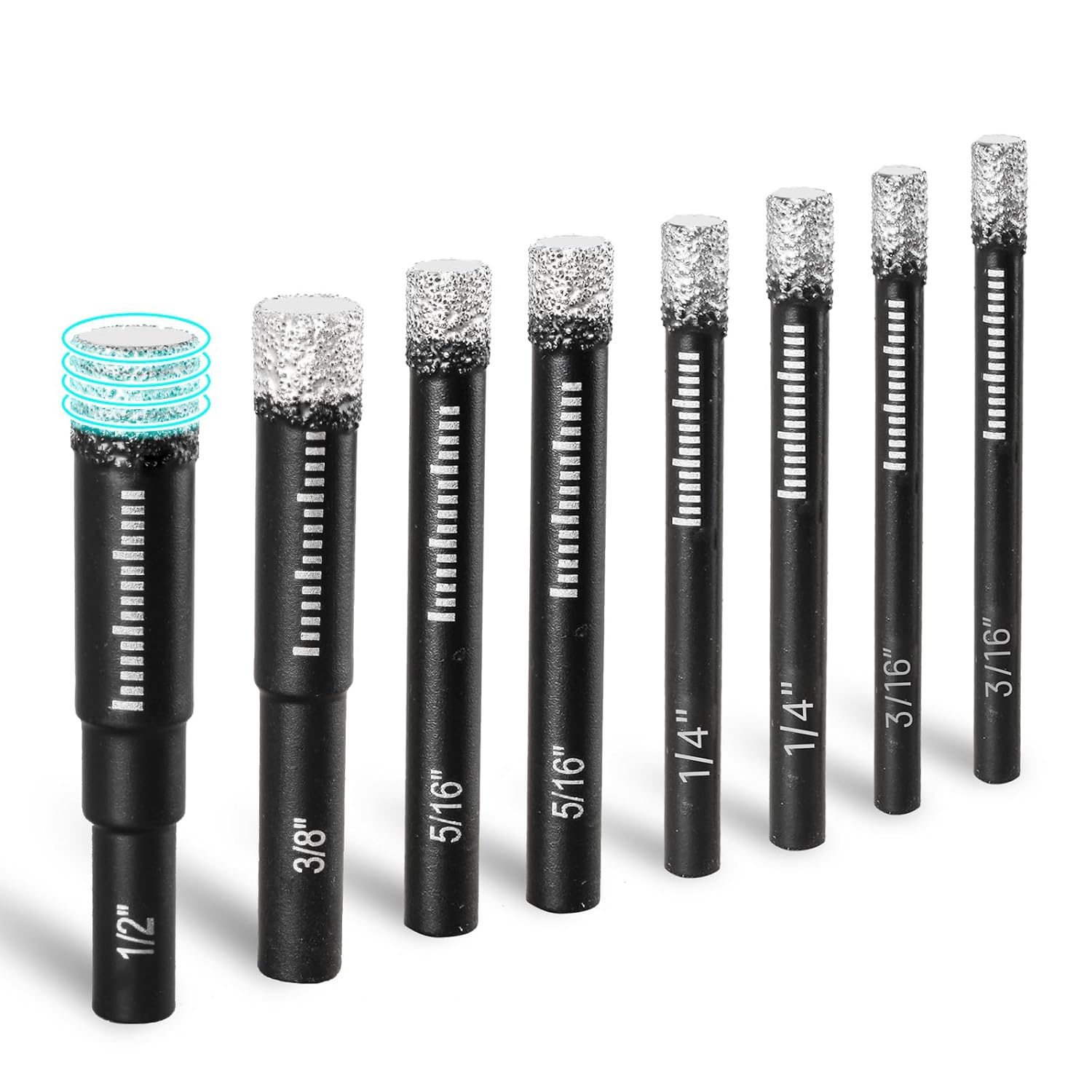 ZKH Dry Diamond Drill Bits Set,8 Pcs Tile Drill Bits for Porcelain ...