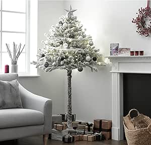 Habitat 6ft Snowy Half Parasol Christmas Tree - Green : Amazon.co.uk ...