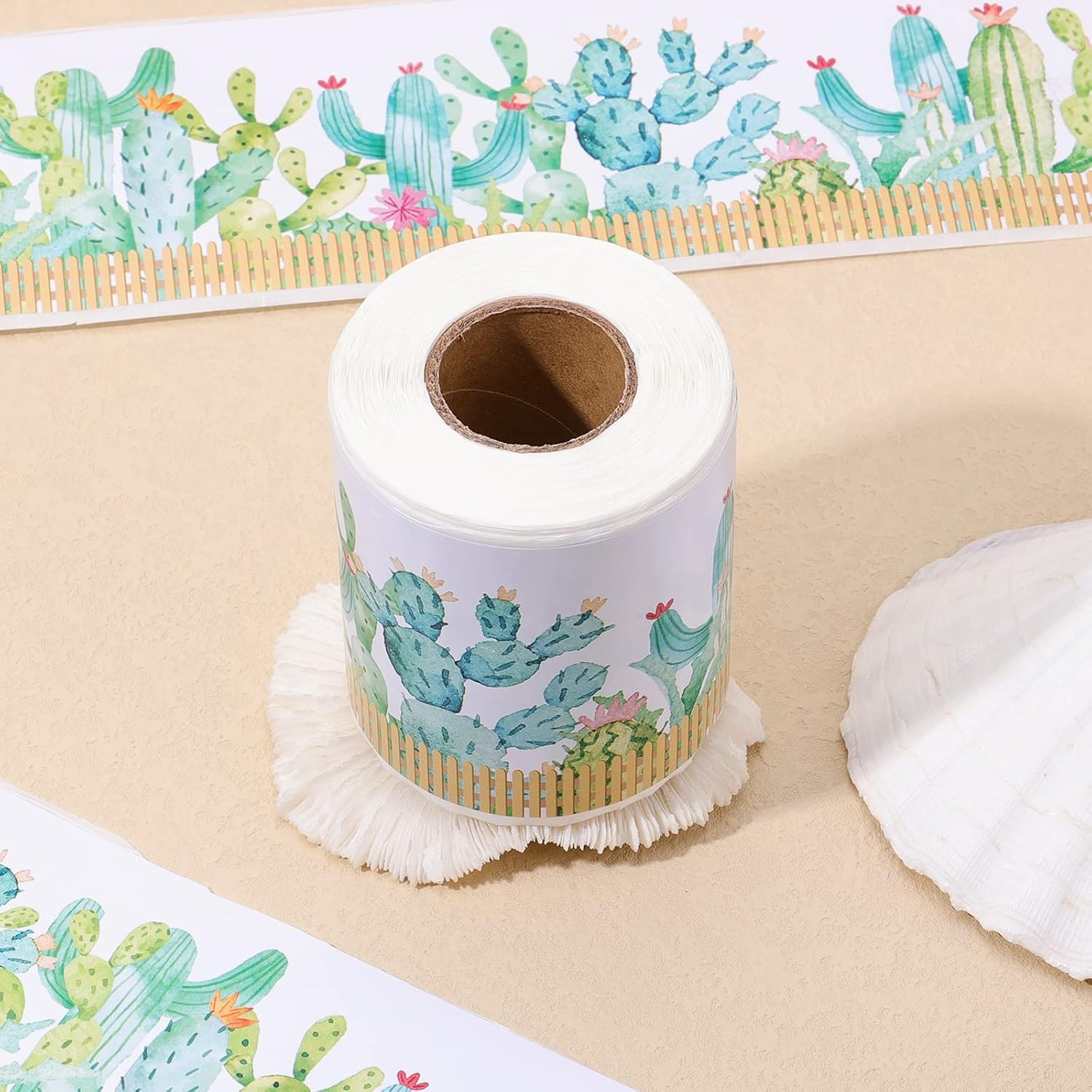 AIEX Watercolor Cactus Bulletin Board Borders, 20m/ 66ft Border Trim ...