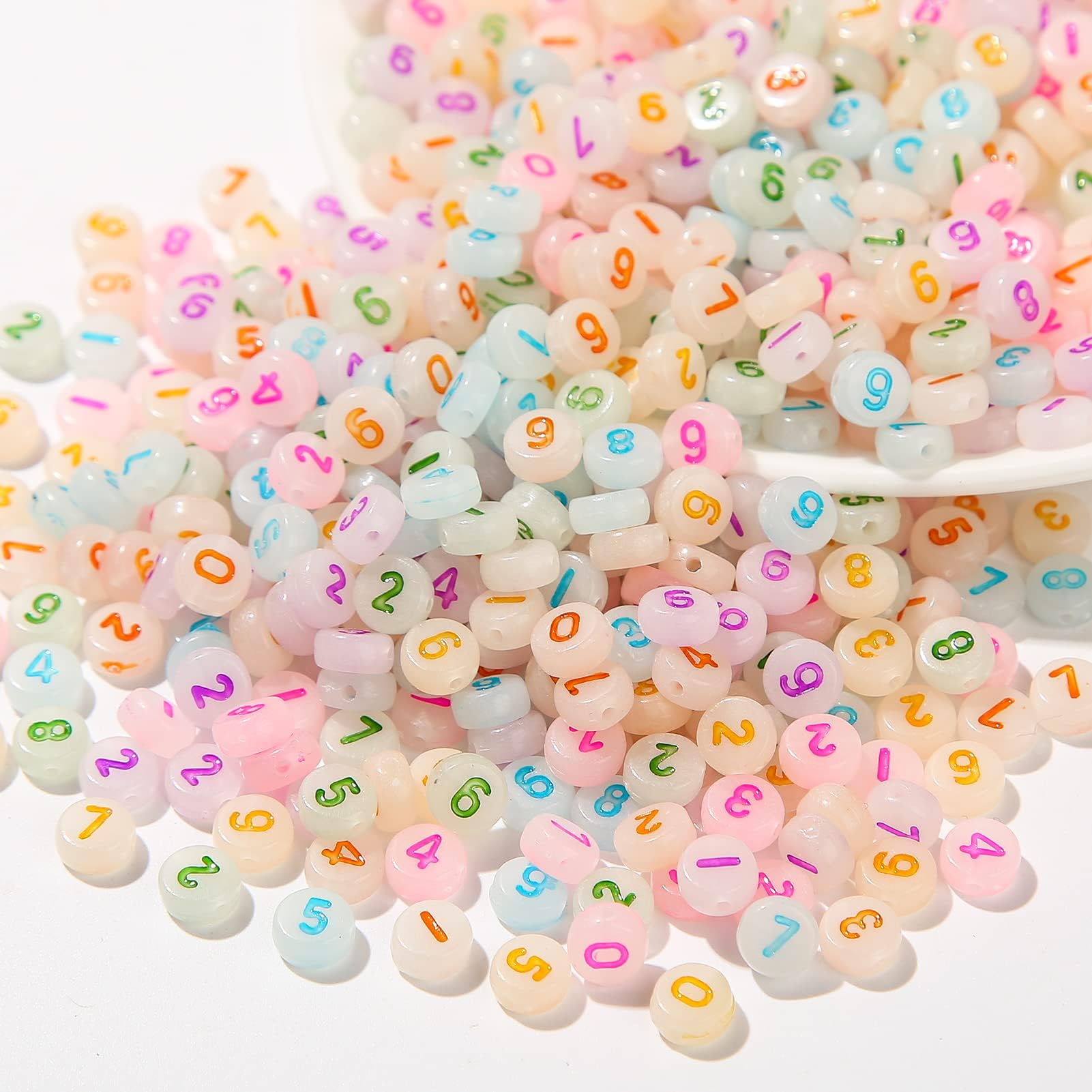 Amazon.com: ANCADN 1000pcs Number Beads Round Letter Beads Color ...