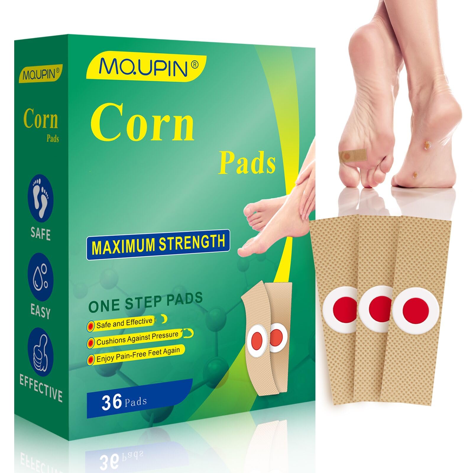 MQUPIN 36 Pcs Corn PlasterPads Wart Remover, Foot Corn Patch for ...