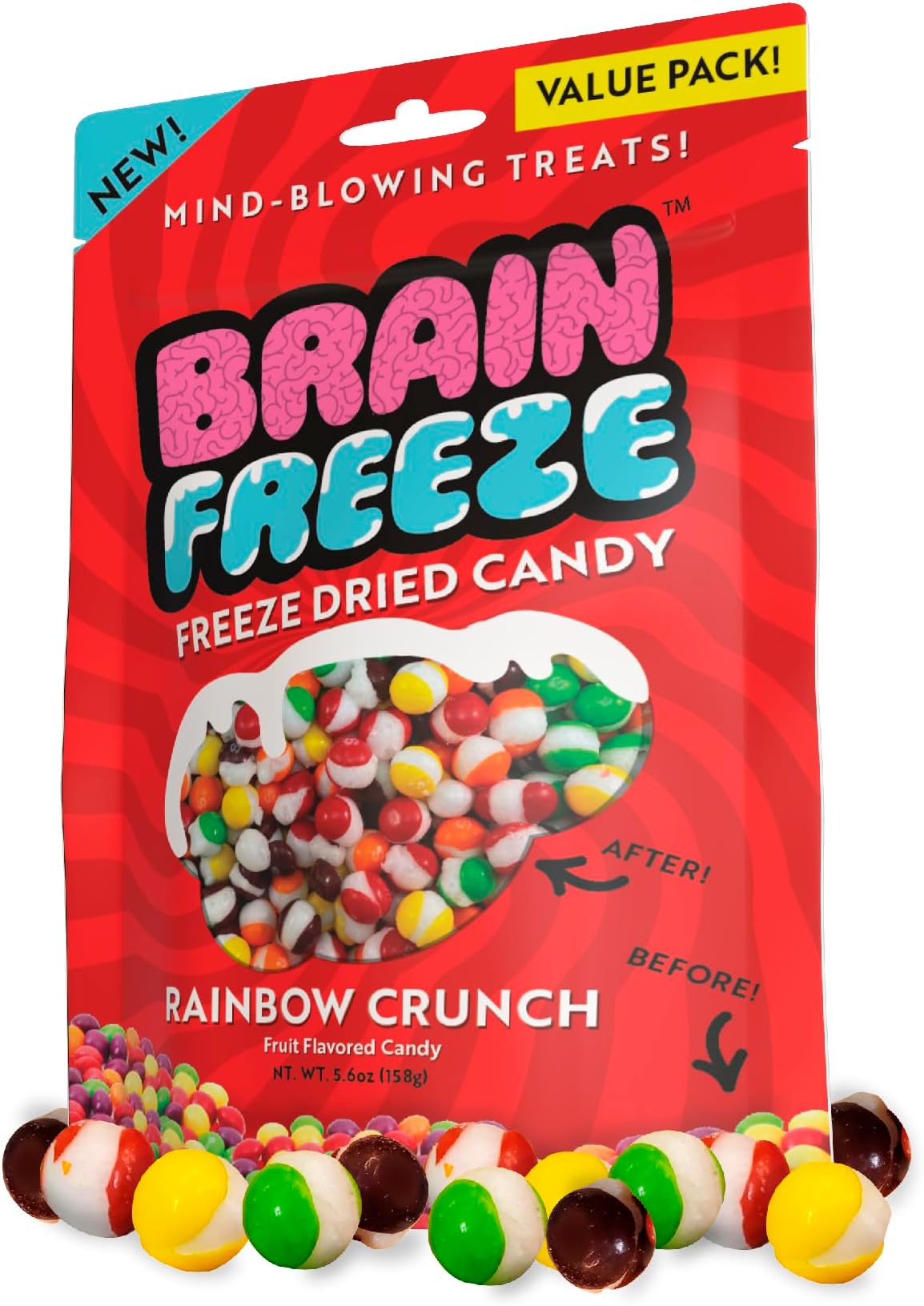 Amazon.com : BRAIN FREEZE Rainbow Crunch Freeze-Dried Candy – Sweet & Tangy Gourmet Freeze Dried ...