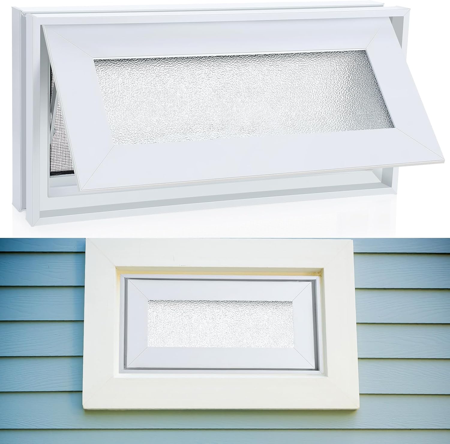 CroBlissful 16'' x 8'' Small Basement Windows White Vinyl Bathroom ...