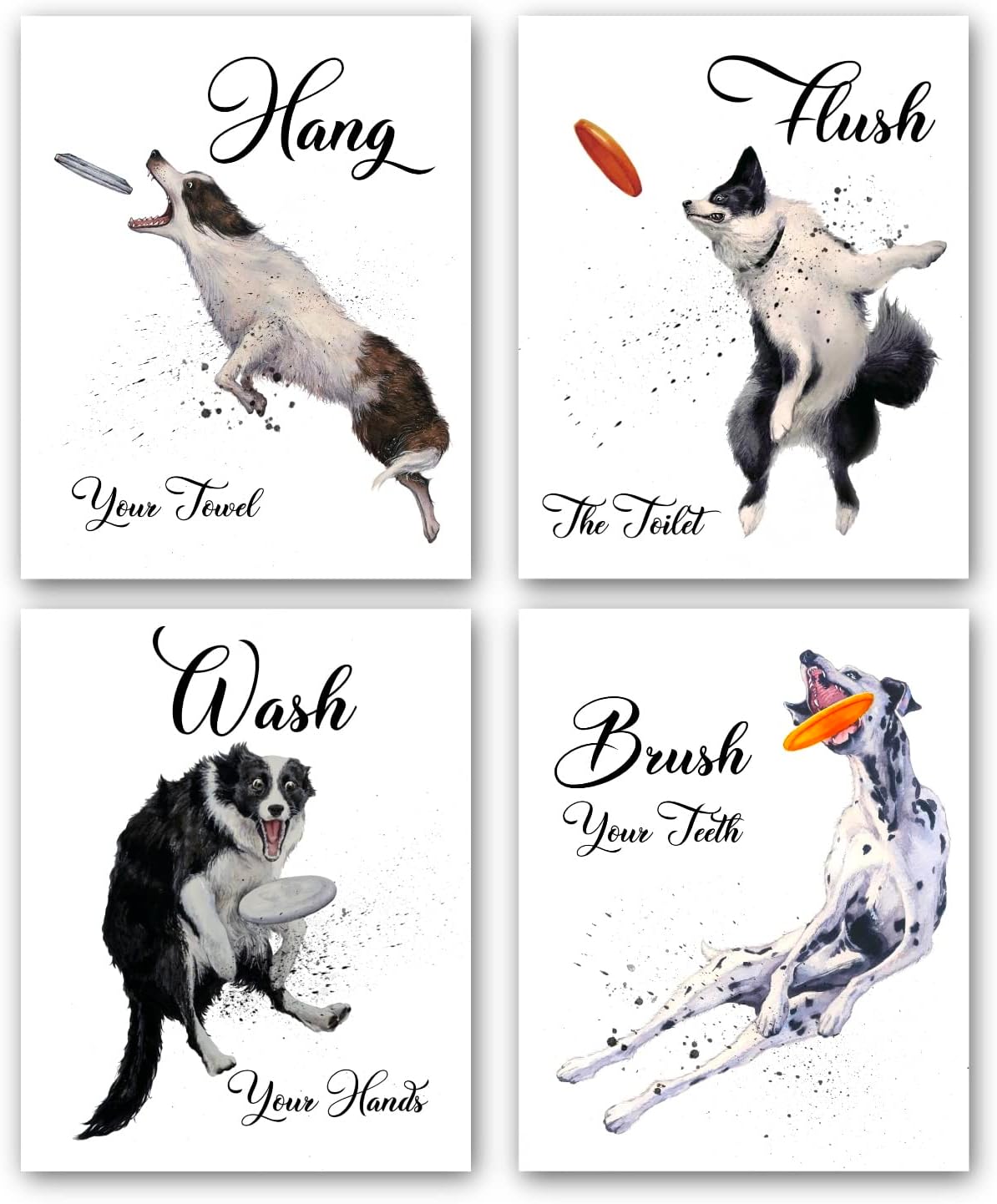 Amazon.com: Unframed Funny Dog Bathroom Wall Decor - Set of 4 Animals ...