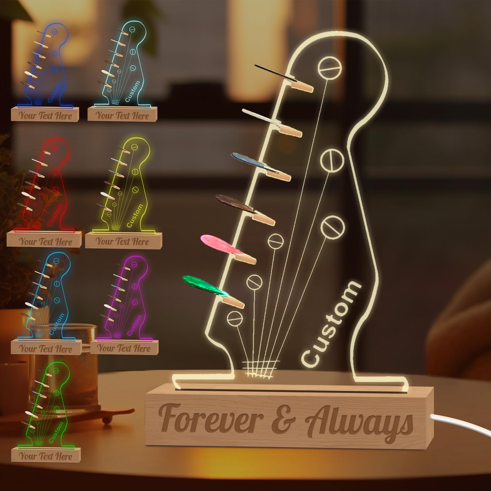 Amazon.com: Custom Light Up Guitar Pick Holder Personalized Name ...