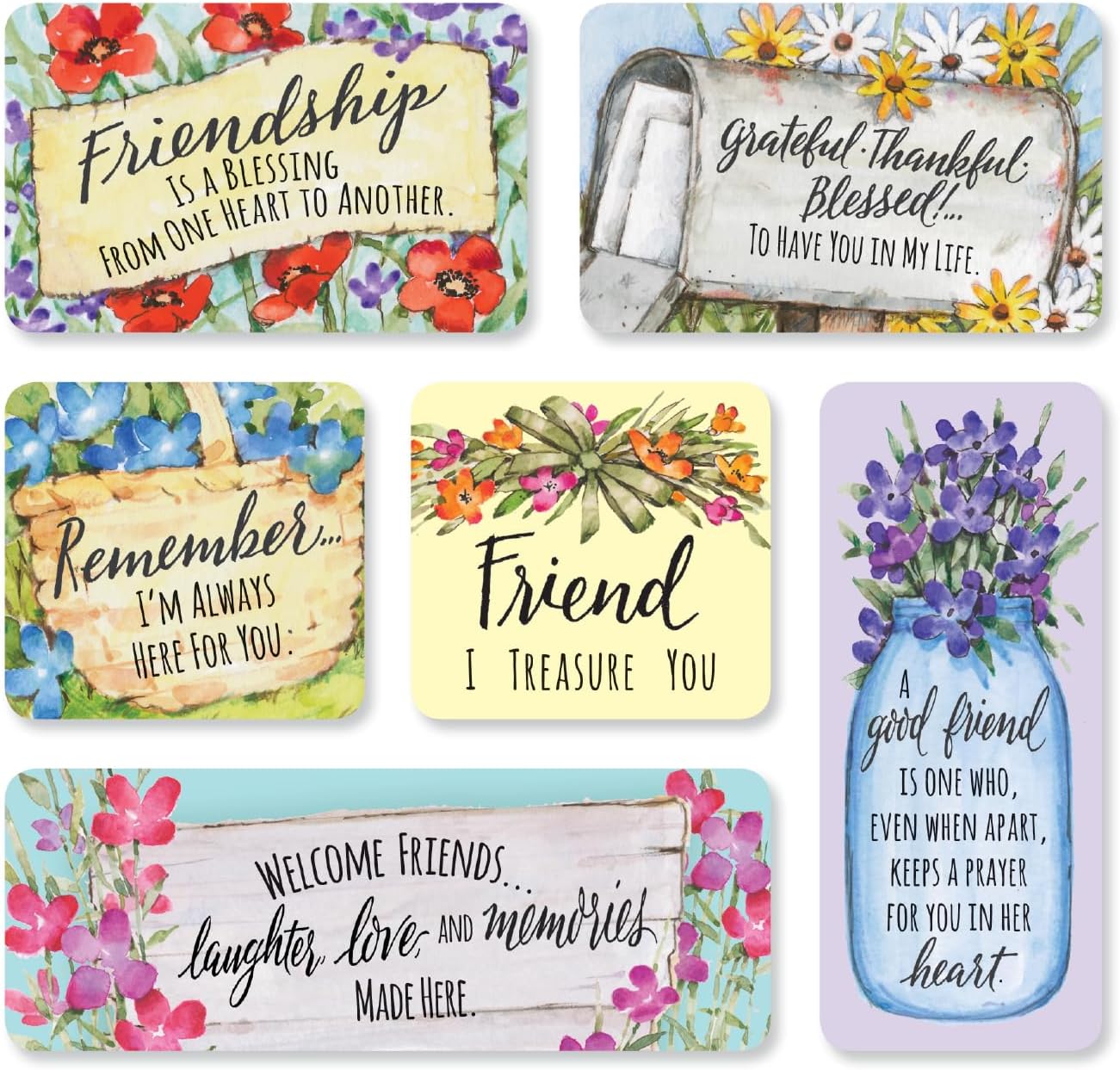 Amazon.com: Set of 6 Friendship Magnets with Heartfelt Messages ...
