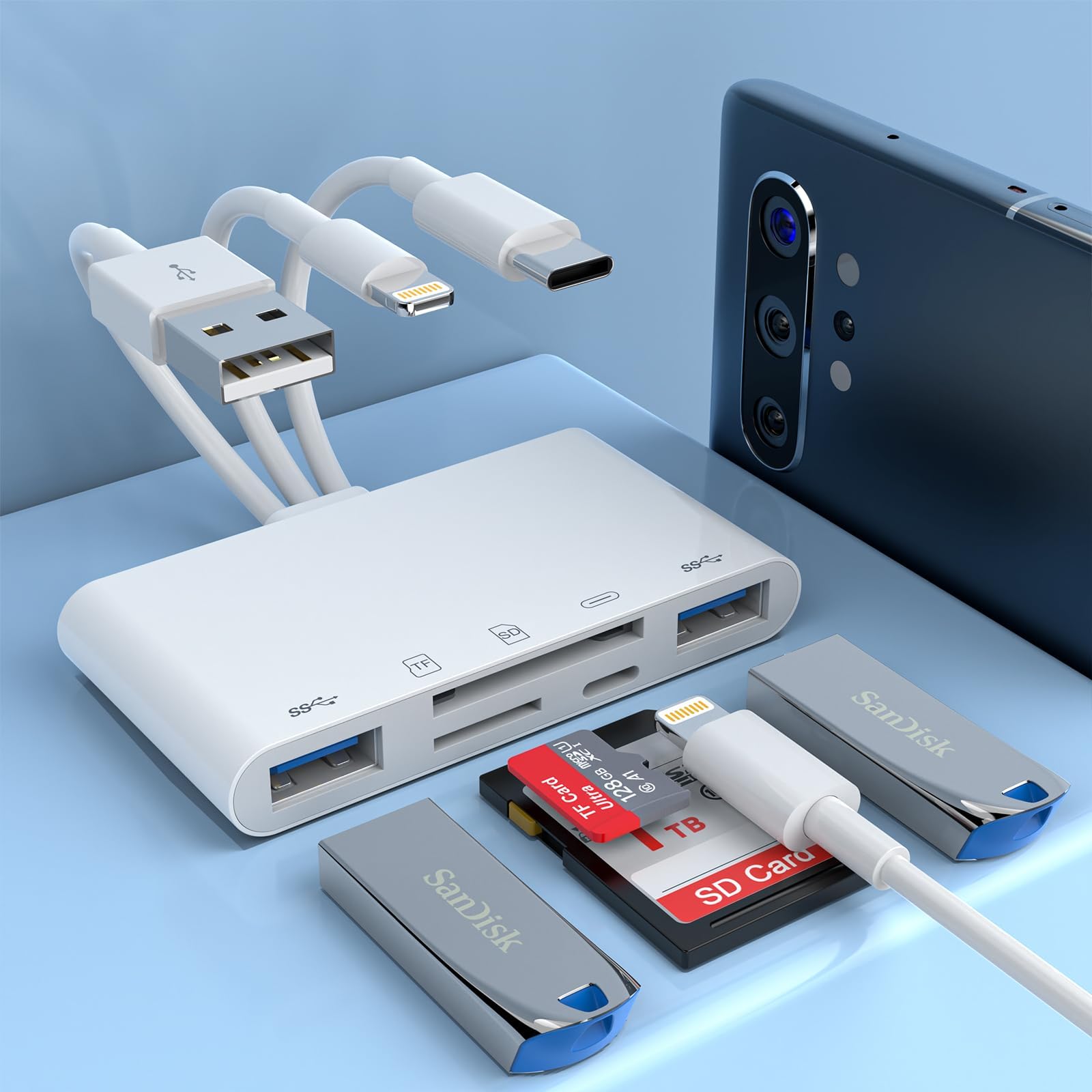 Amazon.com: [ Apple MFi Certified ] 5 in 1 Memory Card Reader Apple ...