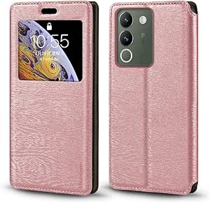 Amazon.com: Invisible Magnetic View Window PU Leather Flip Case Compatible with Vivo V30 Lite 5G ...