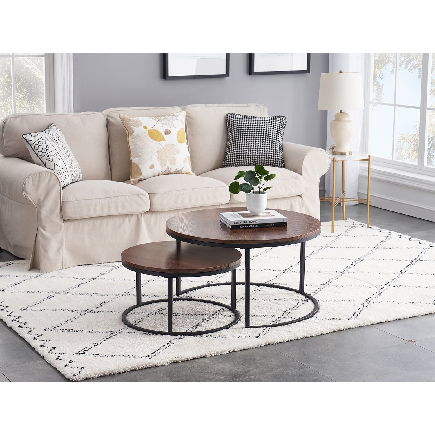 Furnilife Table Nesting Side Coffee Tables Set of 2 Tea Chipboard Table ...