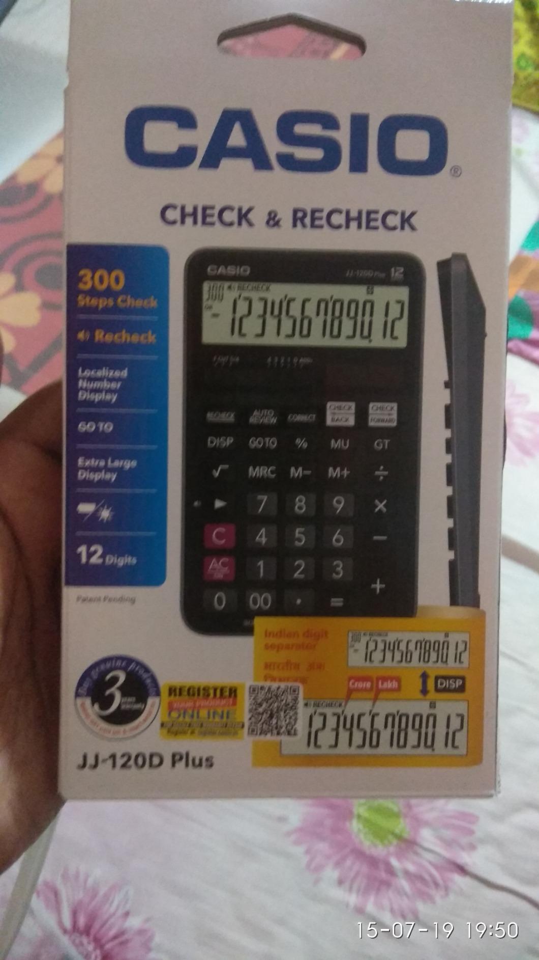 Casio JJ-120D Plus 300 Steps Check & Correct Desktop Calculator with On Display Indication of ...