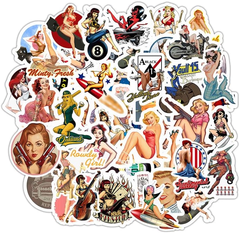 100pcs Sexy Pinup Girl Stickers Retro Motorcycle Girl