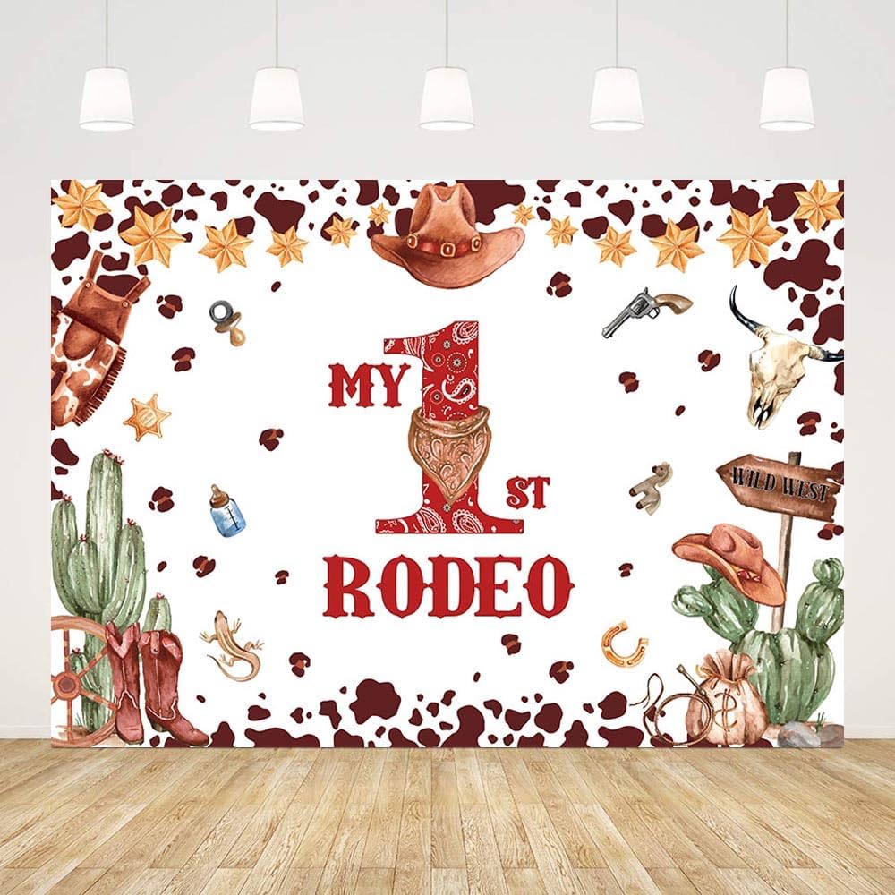 Amazon.com : AIBIIN 7x5ft My First Rodeo 1st Birthday Backdrop Western ...