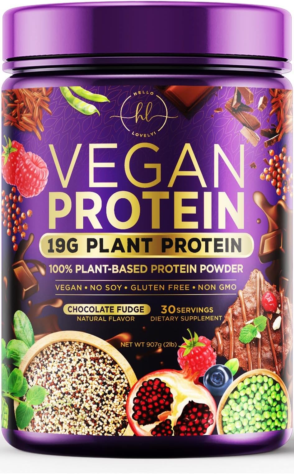 Amazon.com: Vegan Protein Powder, Chocolate Fudge - 100% Plant Protein ...