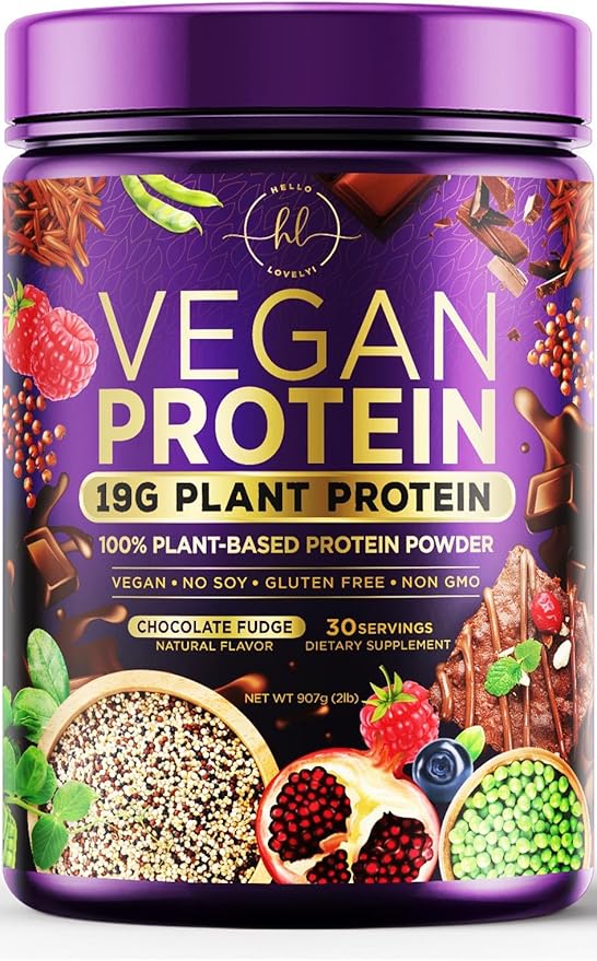 Amazon.com: Vegan Protein Powder, Chocolate Fudge - 100% Plant Protein ...