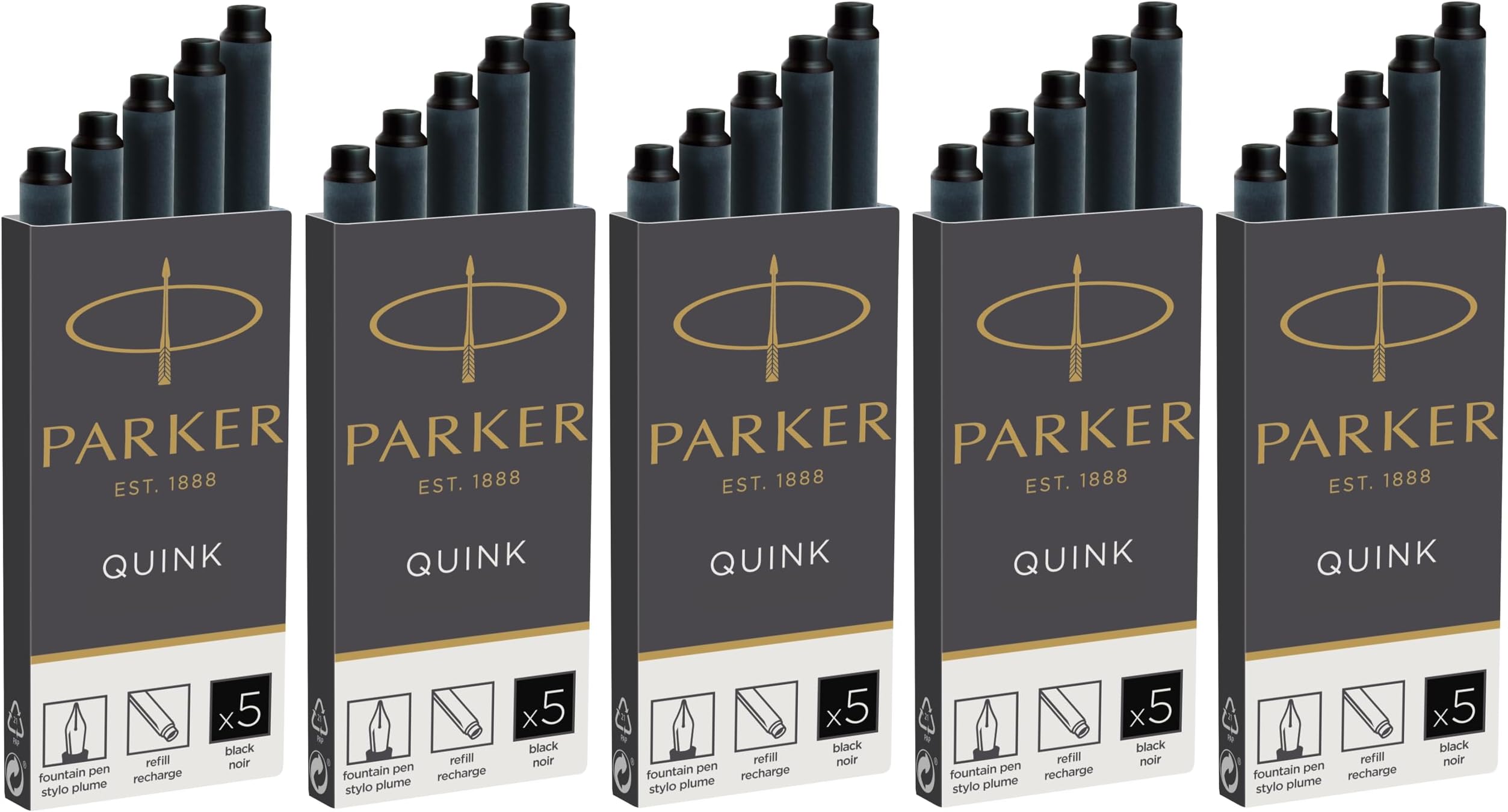 parker fnt pen cart., old model, blk, 5 pc. : Amazon.co.uk: Stationery ...