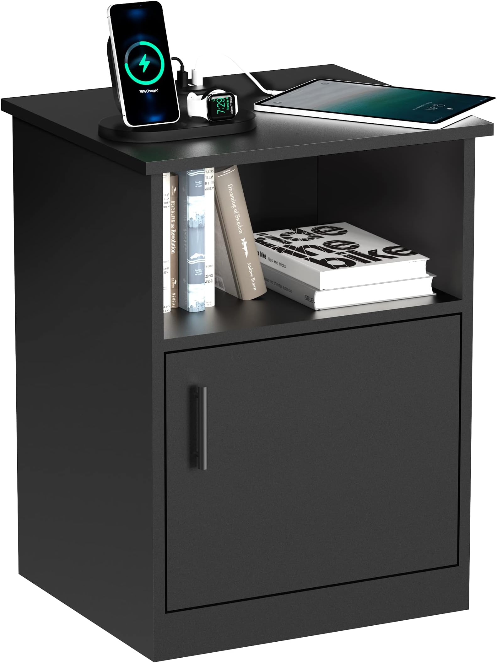 Amazon.com: Alvisyd Black Metal Nightstand for Bedroom, Night Stands ...